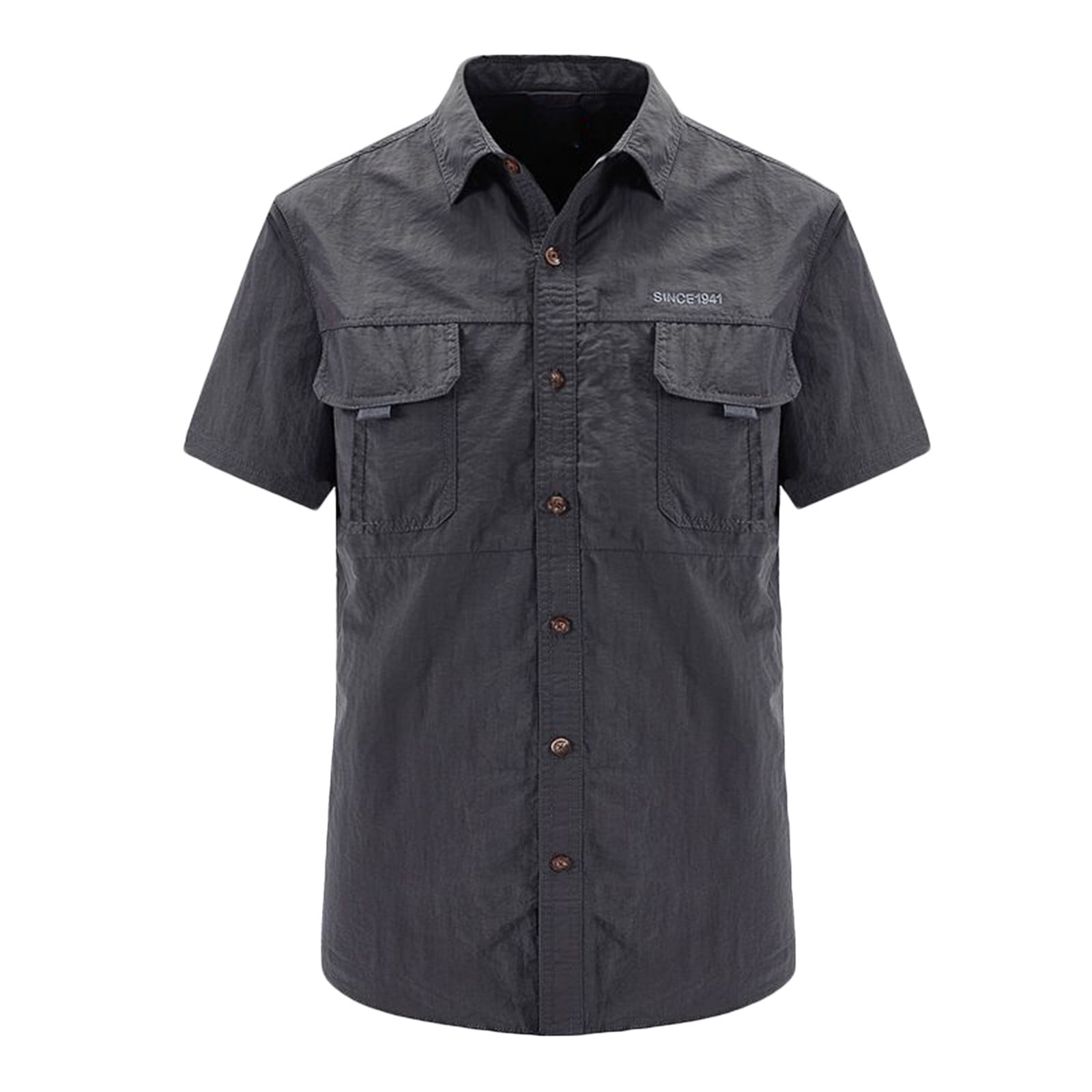 Leesechin Men's Short Sleeve Cargo Work Shirt - Walmart.com