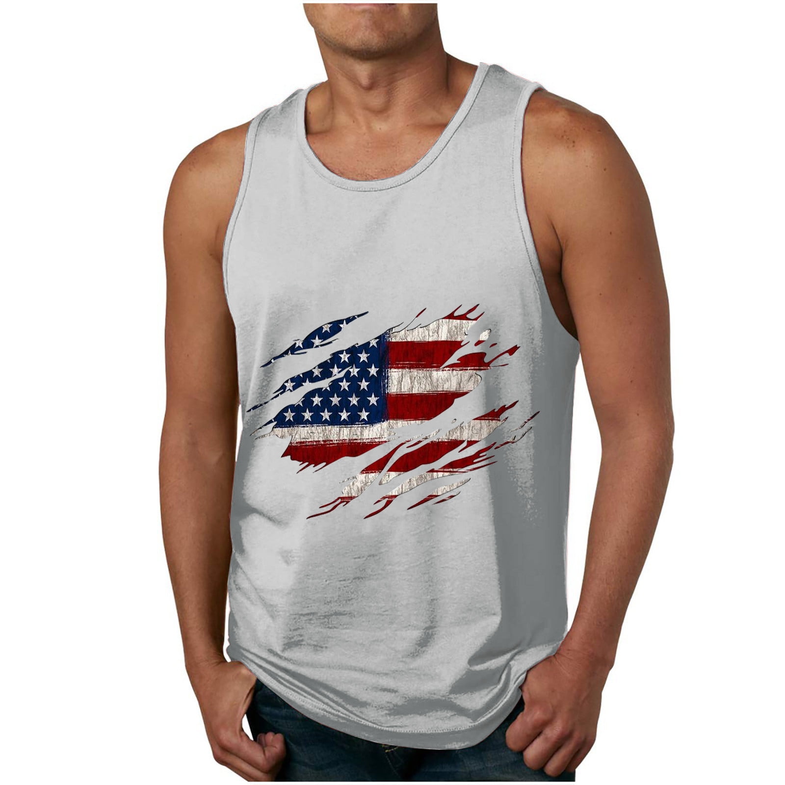 Leesechin Men's Tank Tops Big and Tall Summer Gradient 3D Print Tank ...