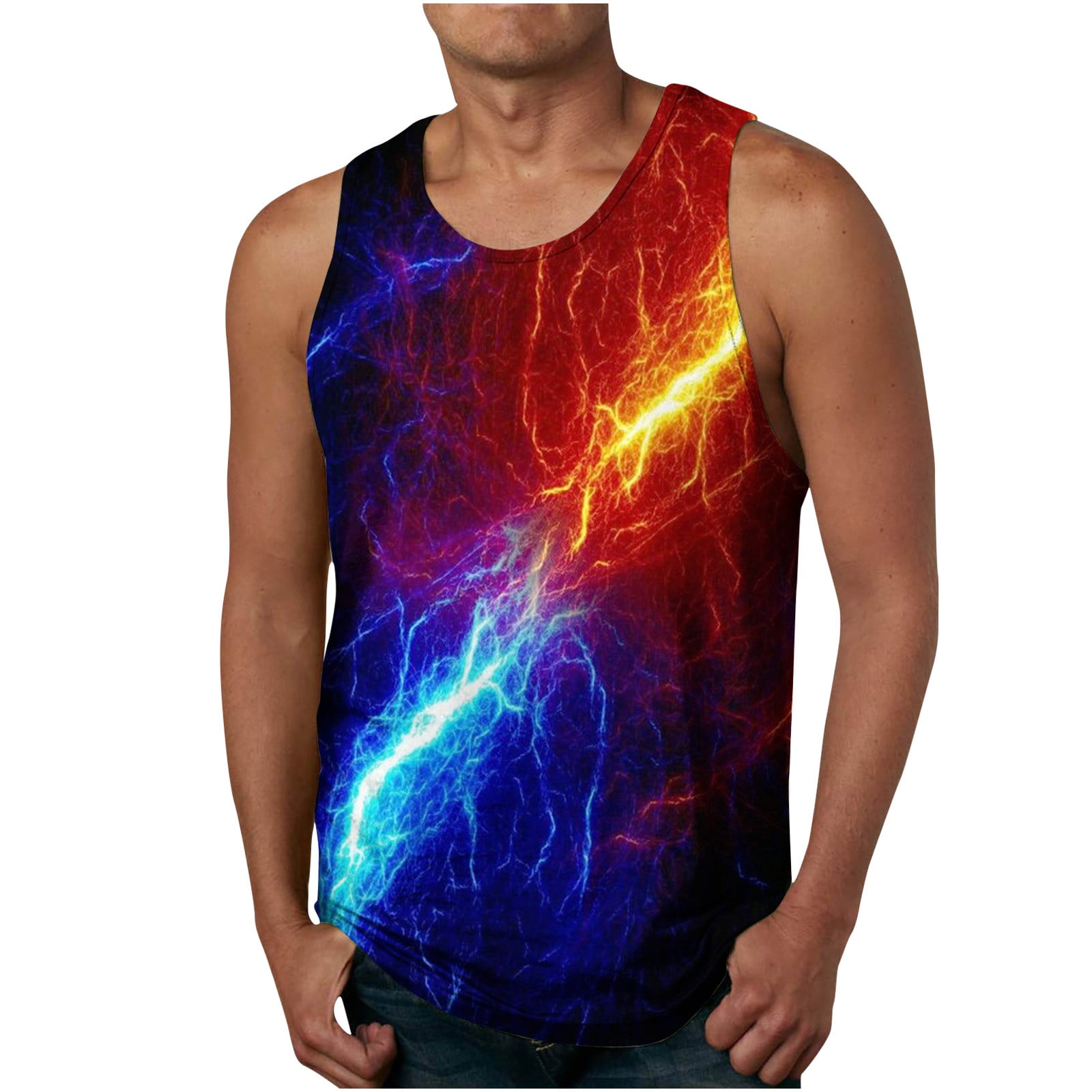 Leesechin Men's Tank Tops Big and Tall Summer 3D Print Tank Top Workout ...