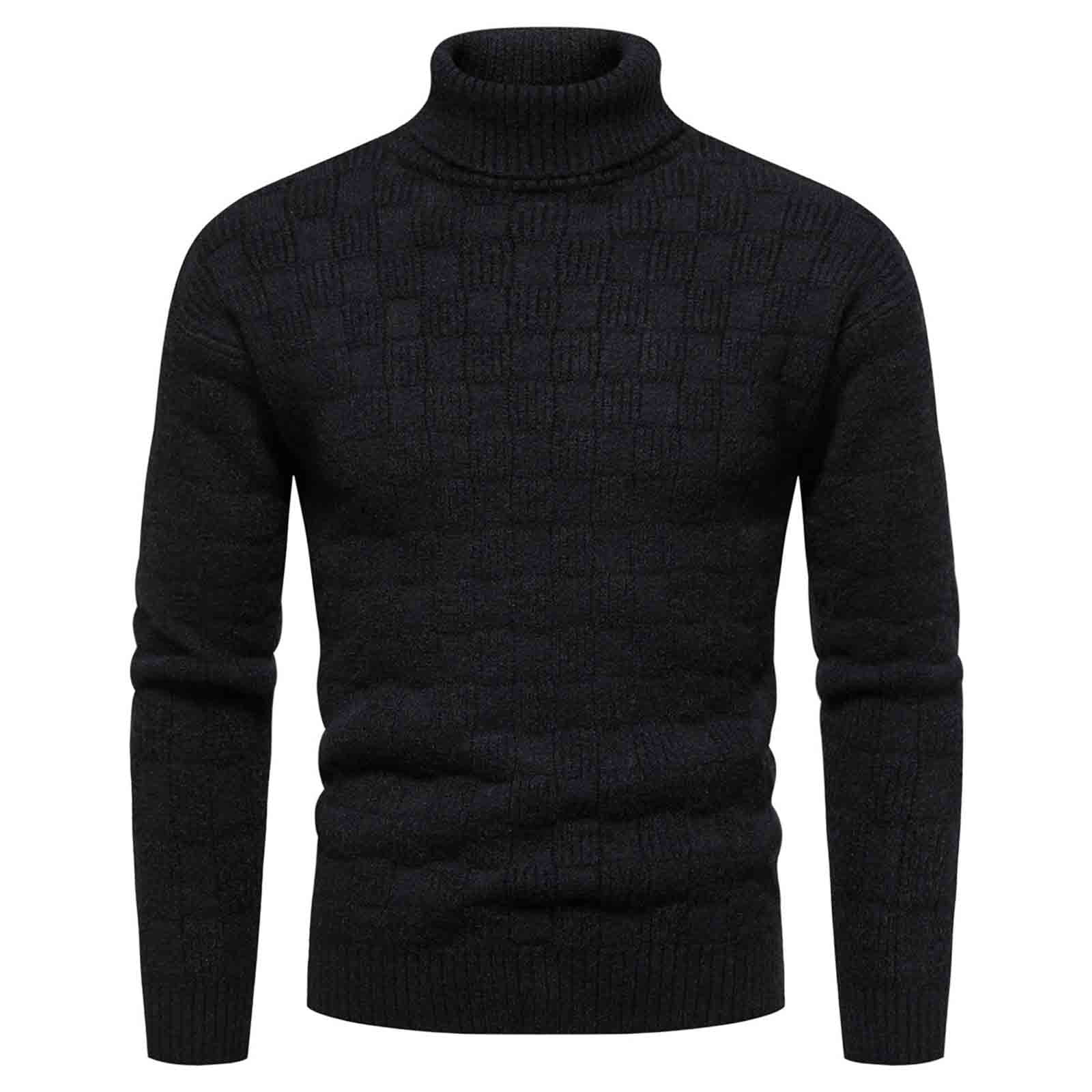 Leesechin Men's Turtle Neck Pullover Wool Blend Lightweight Cable-Knit ...