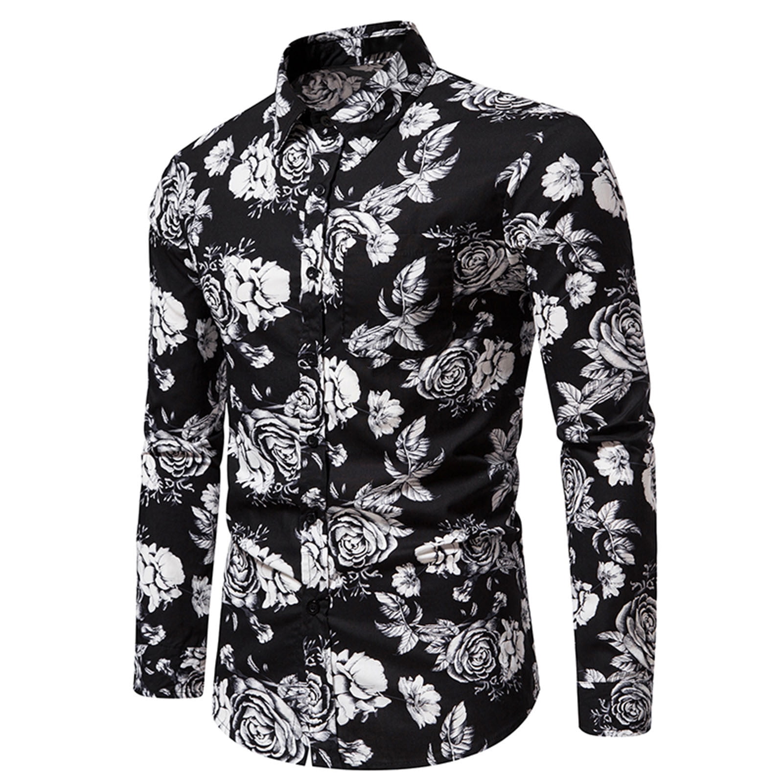 Leesechin Mens Floral Print Dress Shirt Flower Pattern Slim Leesechin Mens Floral Print Dress Shirt Flower Pattern Slim