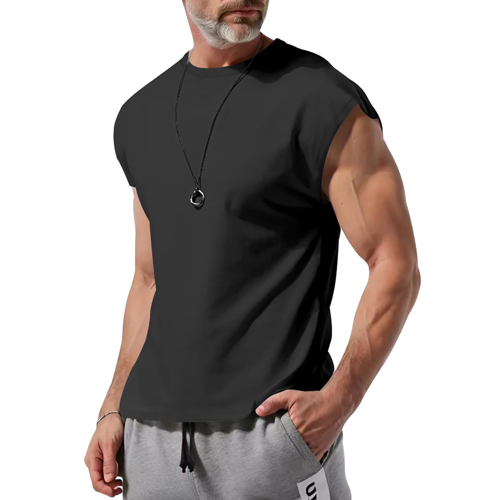 Leesechin Mens Muscle Cut T-Shirt Short Sleeve for Bodybuilding Gym ...