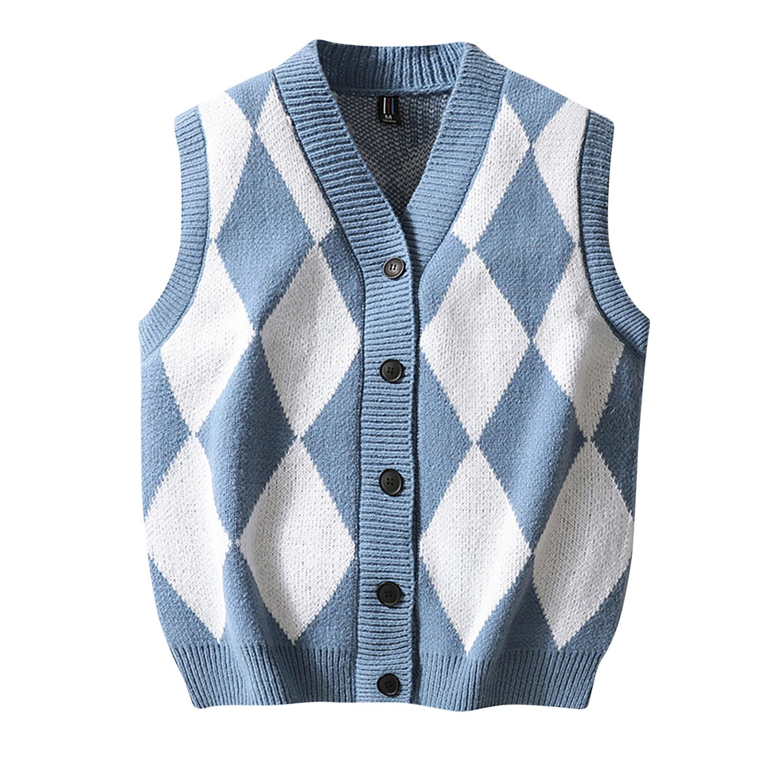 Leesechin Mens V-Neck Knitted Sweater Vest Solid Plain Sleeveless ...