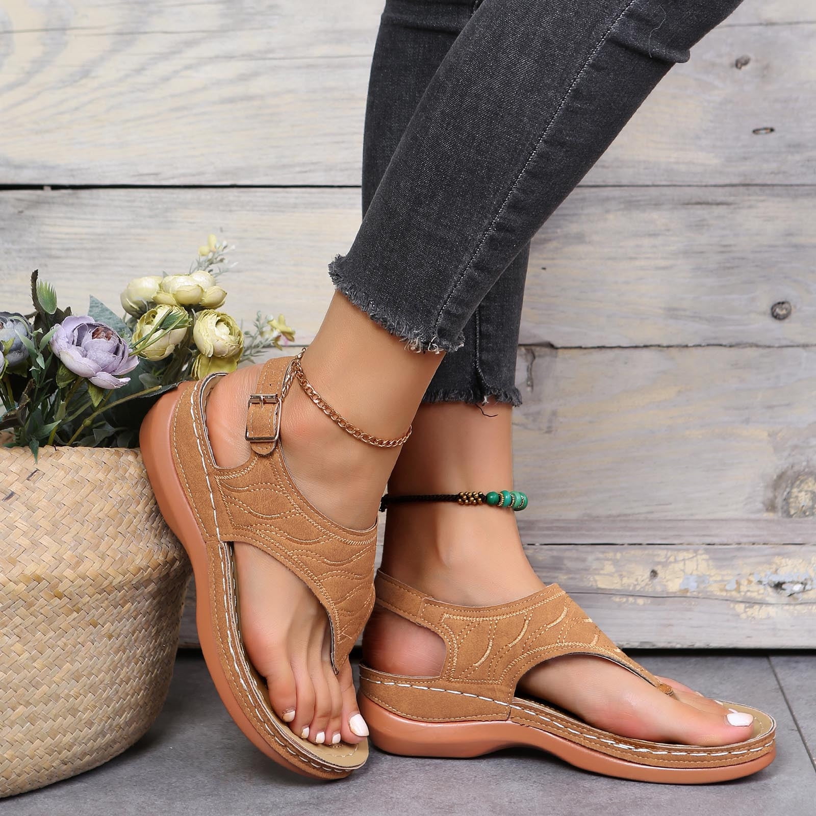 Leesechin Slide Sandals for Women Summer Ladies Flip-Flops Wedge Heel ...