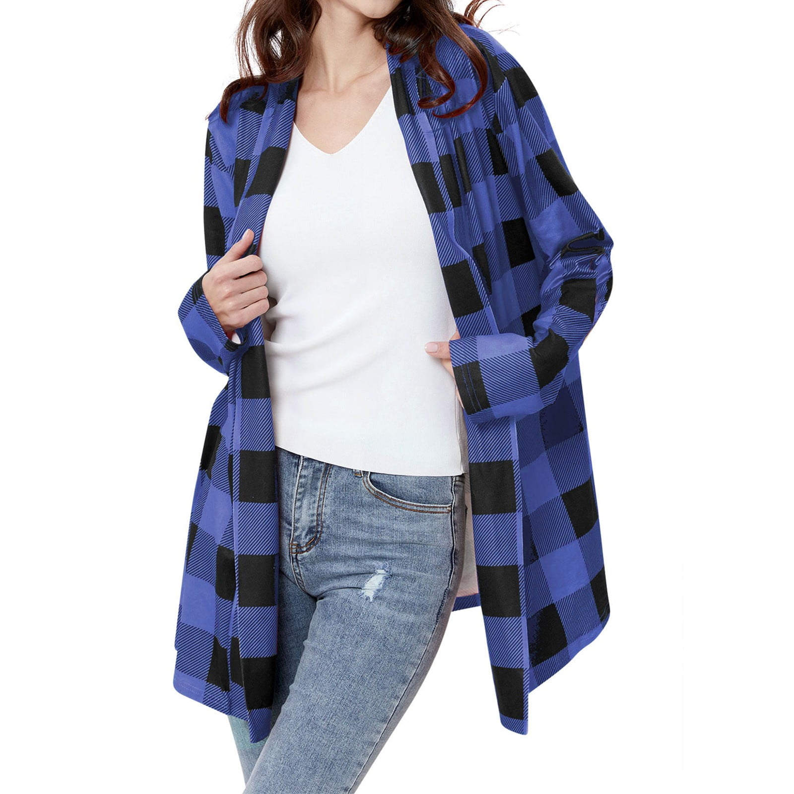 ZXSXSY Women Christmas Plaid Patchwork Single-Breasted ZXSXSY Women Christmas Plaid Patchwork Single-Breasted