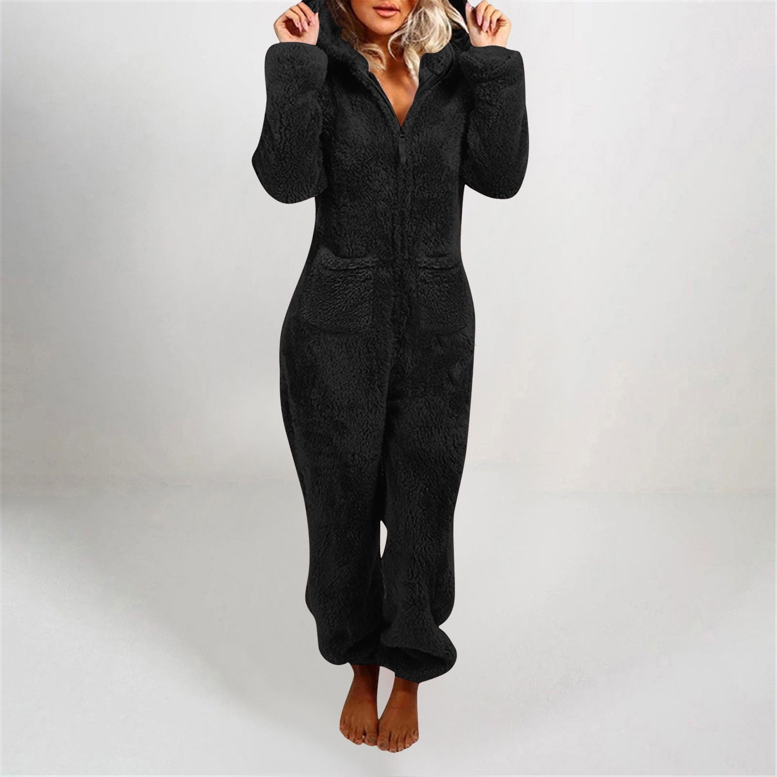 Leesechin Womens Nightgown Unisex Adult Onesie Hoody Nightwear Zipper ...