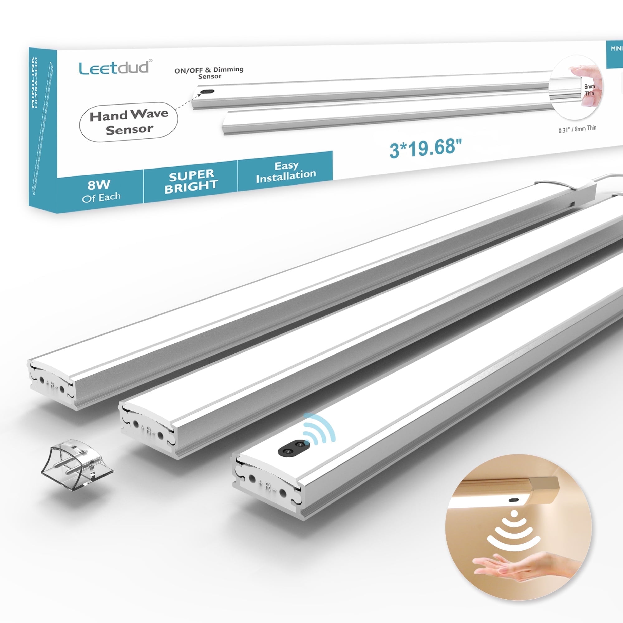 Leetdud Under Cabinet Lighting Plug In Hand Wave ON/OFF Motion ...