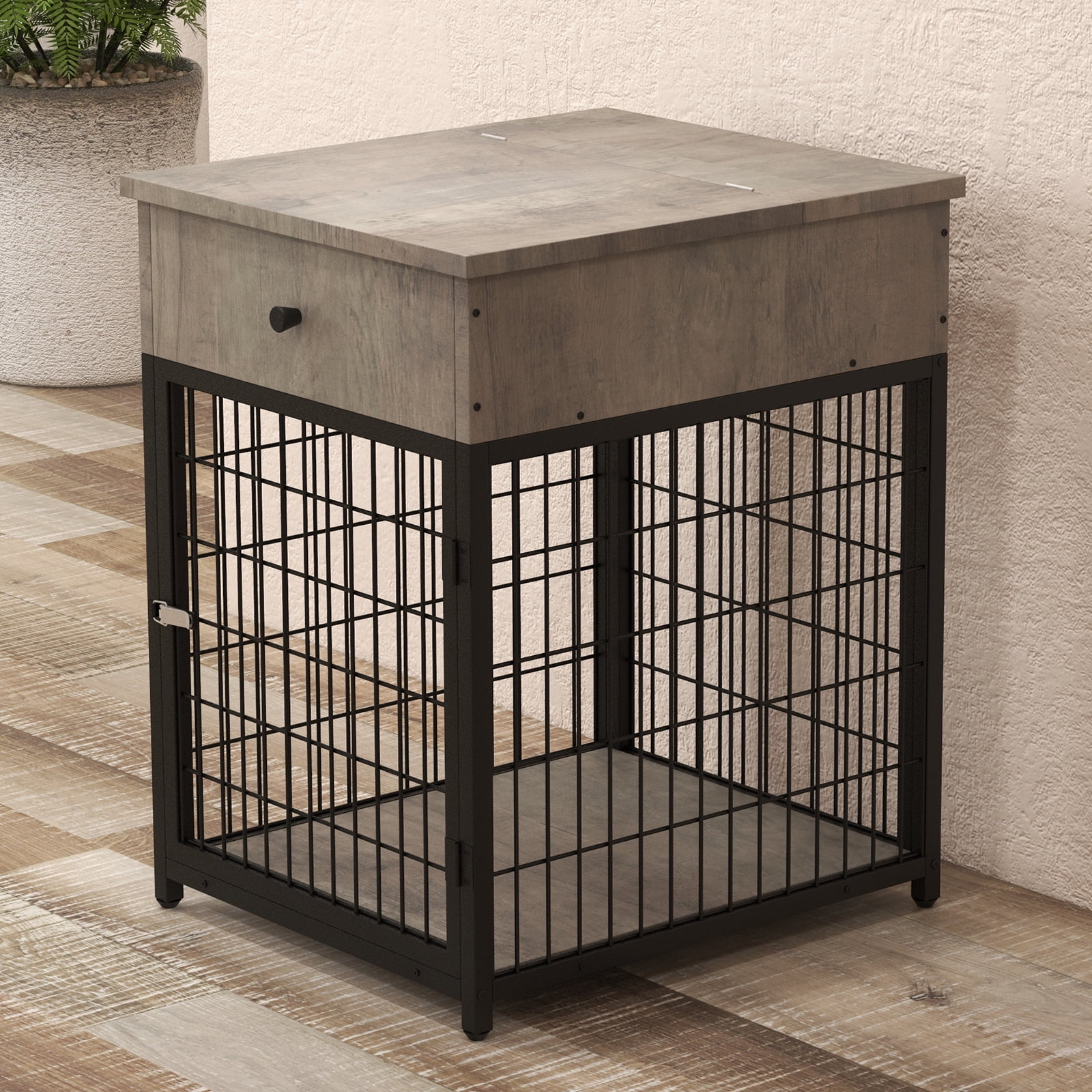 Leeten Gray Dog Cages for Small Dogs Indoor, Dog Crate with Storage ...