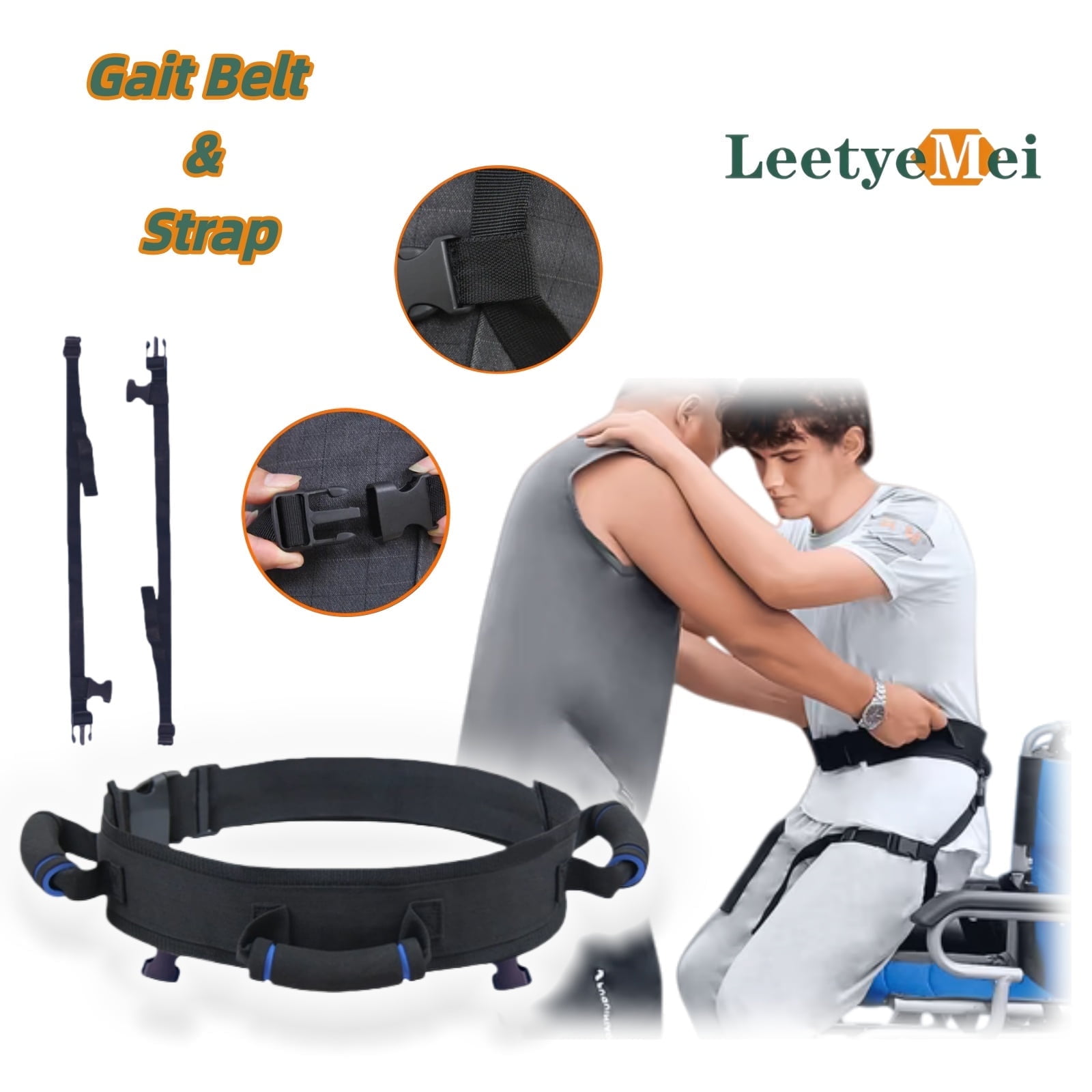 Leetye Mei Transfer Gait Belt with Leg Elderly Strap Seniors Gate Belt Lift Patient Walking ...