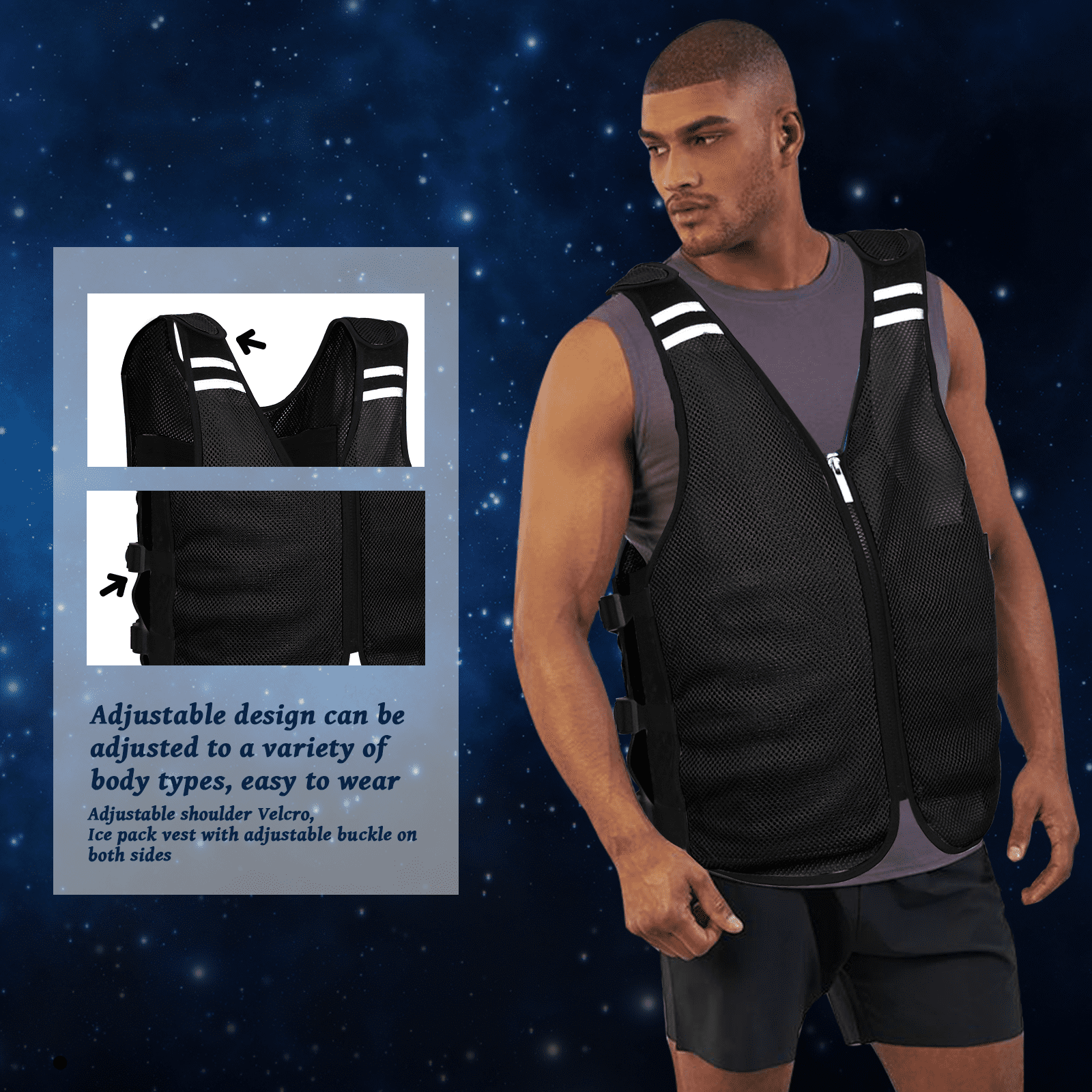 Leetye Mei Cooling Safety Vest with 32pcs Ice Packs Hot Weather Men ...