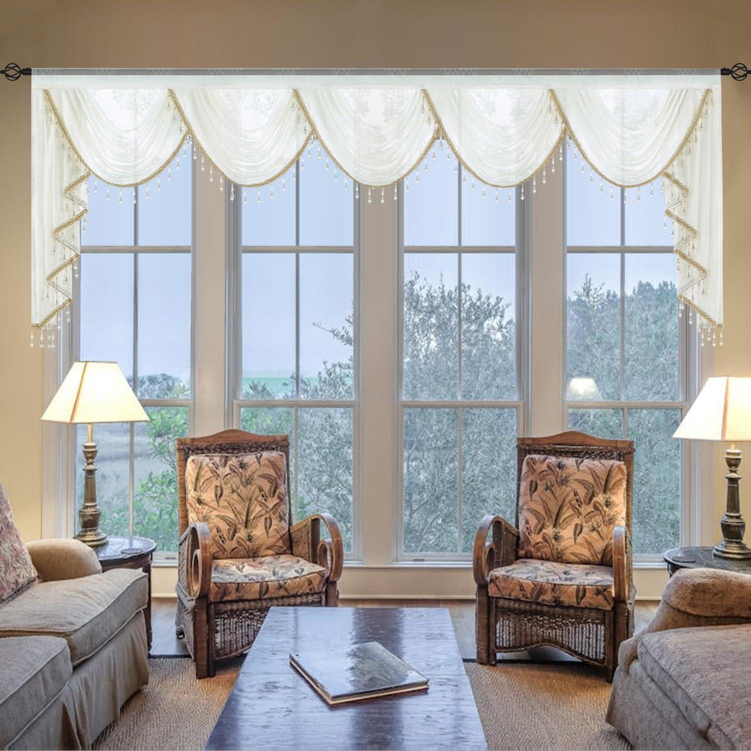 Leeva Waterfall Valance 138x43 Inch - Ultra Wide Vintage Blooming ...