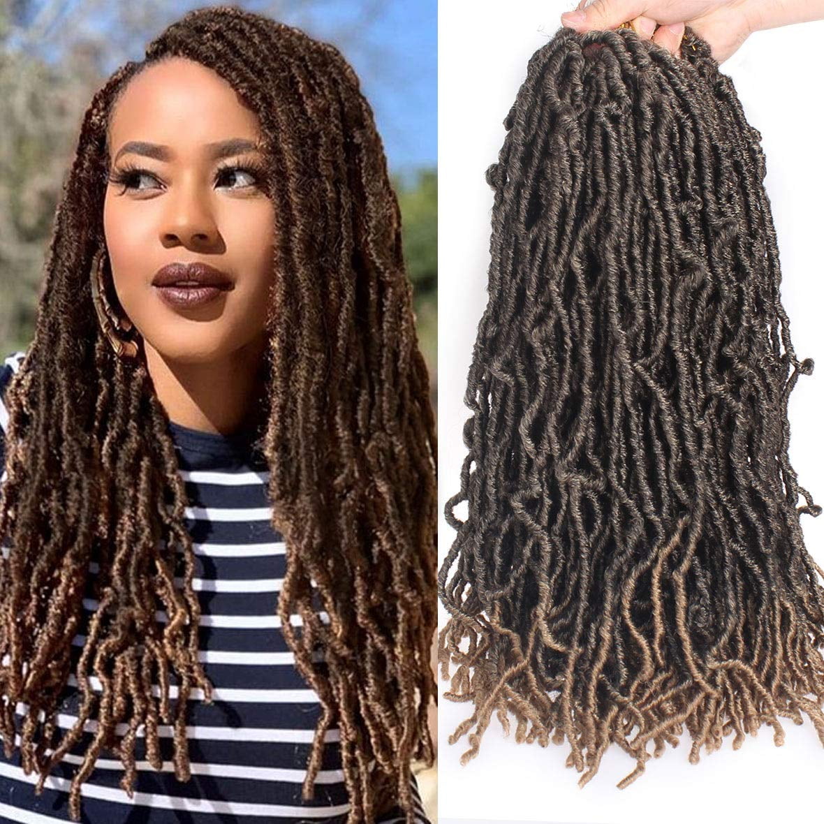 Leeven 18 Inch Ombre Blonde New Soft Locs Crochet Braids Hair 7 Packs ...