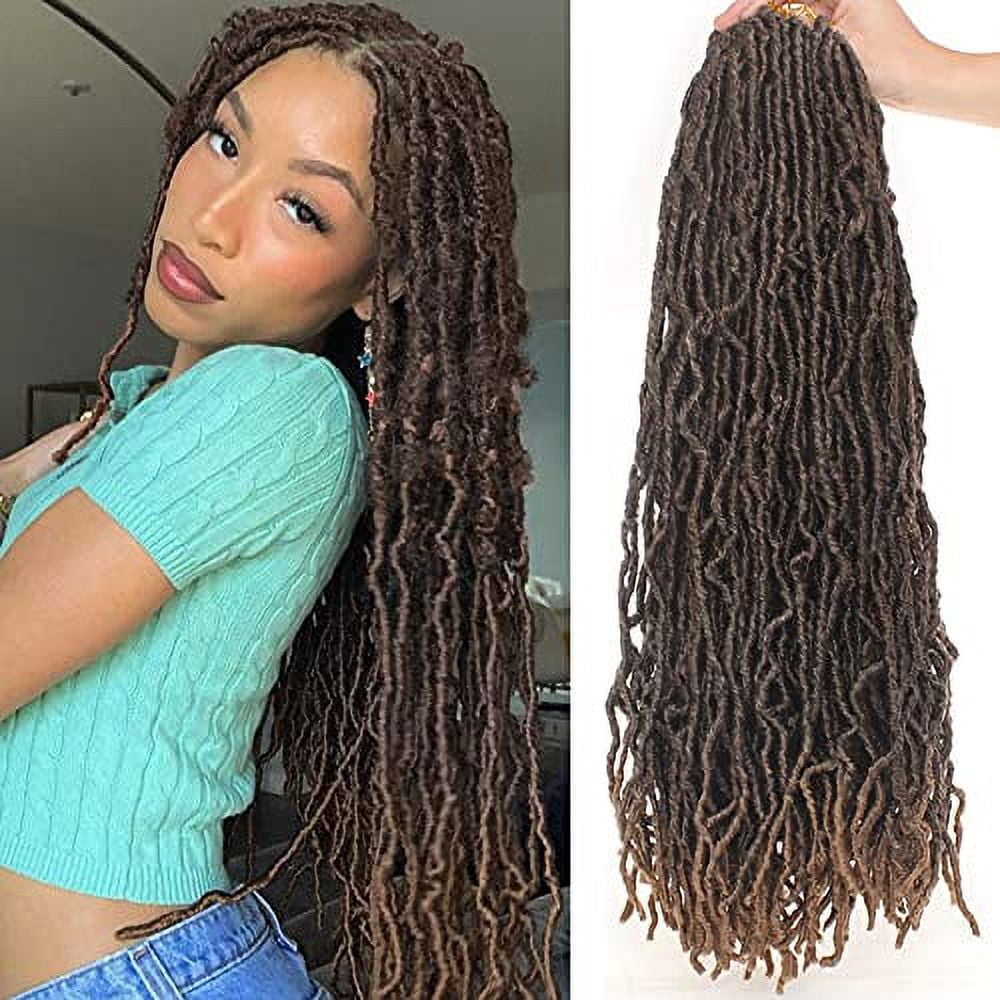 Leeven 24 Inch Omber .. Brown Distressed Soft Locs .. Crochet Hair 7 ...