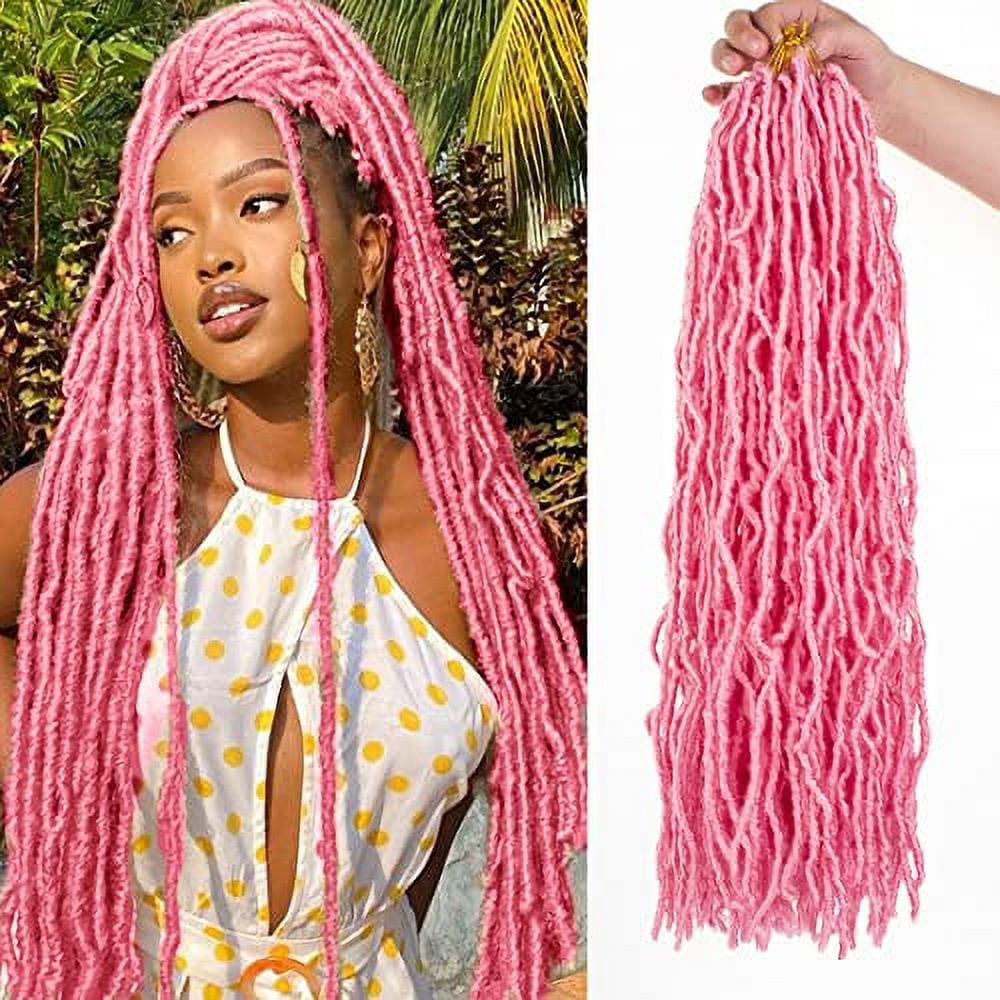 Leeven 24 Inch Pink .. Soft Locs Crochet Hair .. 6 Packs Pre Looped ...