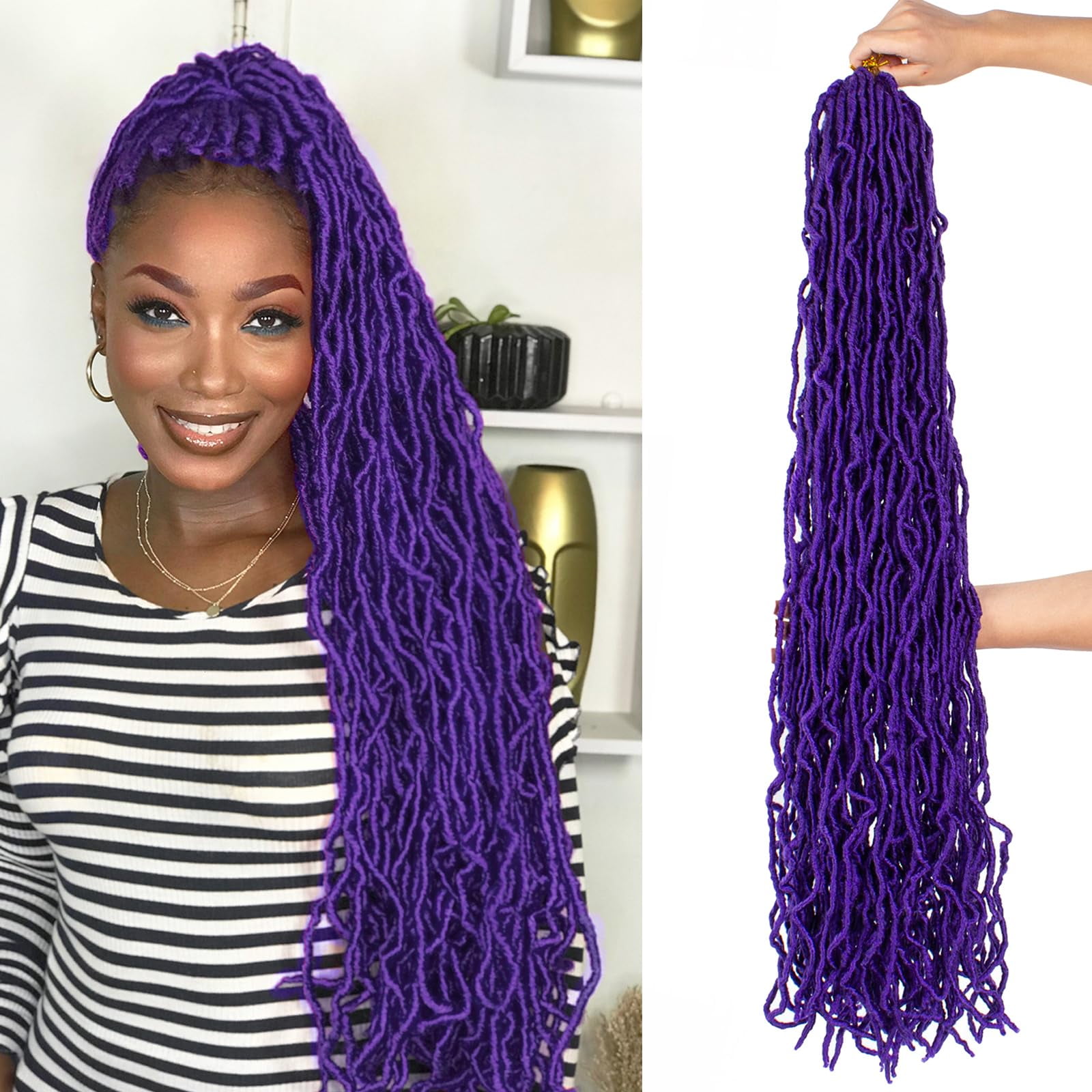 Leeven Soft Locs 36 Inch Purple Faux Locs Crochet Hair 7 Packs Long ...