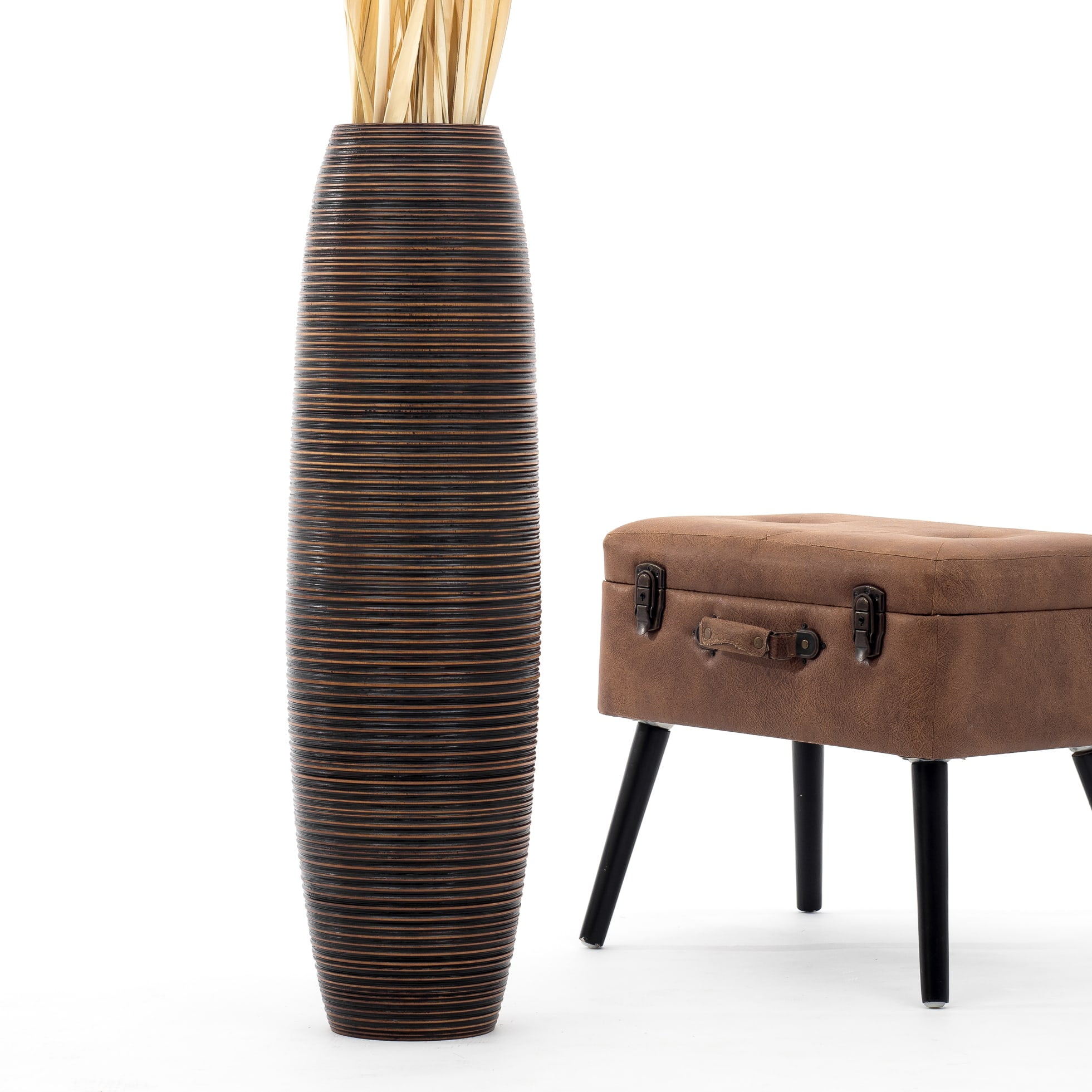 Leewadee Large Floor Vase – Handmade Flower Holder Made of Wood ...