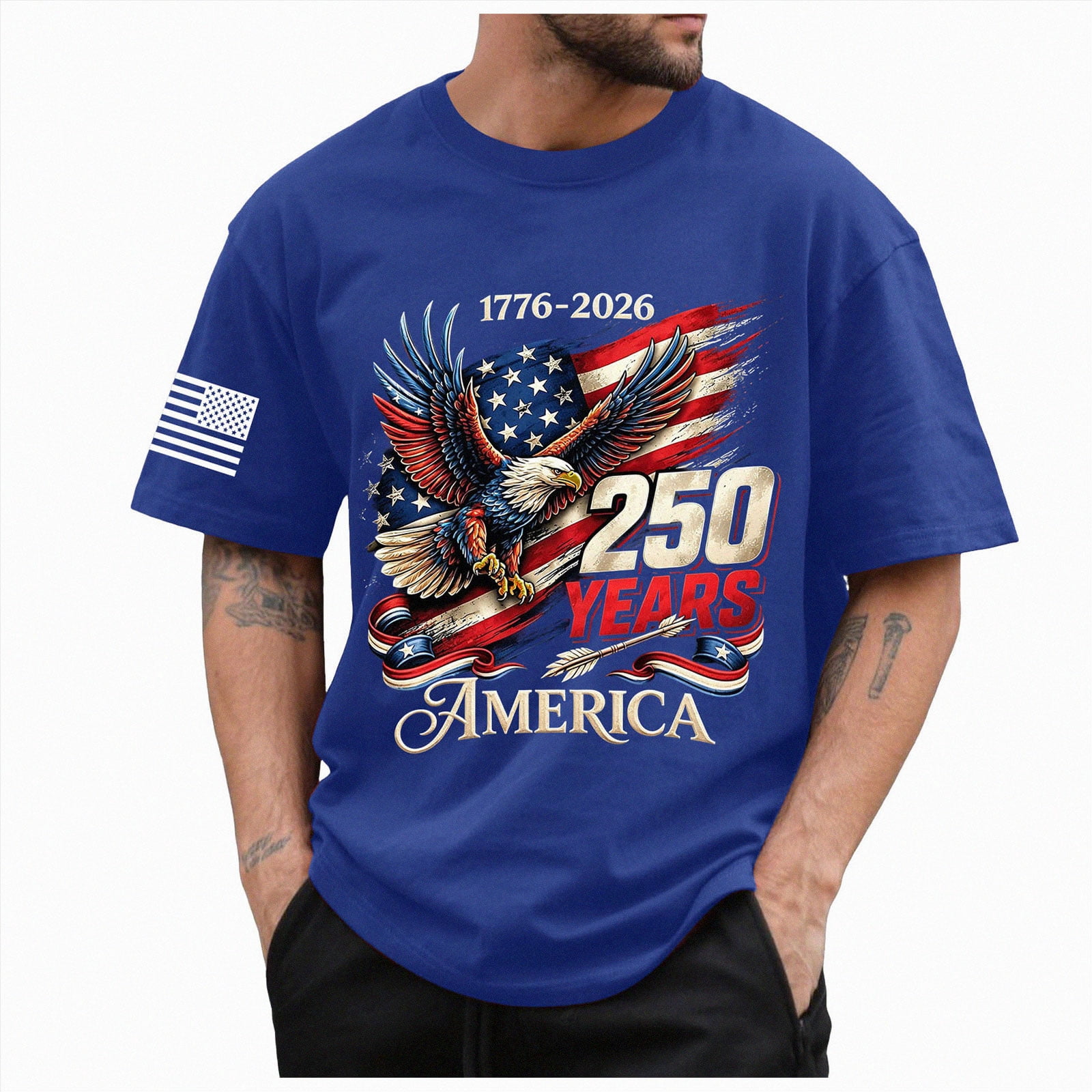 Leey-World American Flag Shirt Flag Vintage 250 Years American 1776 ...