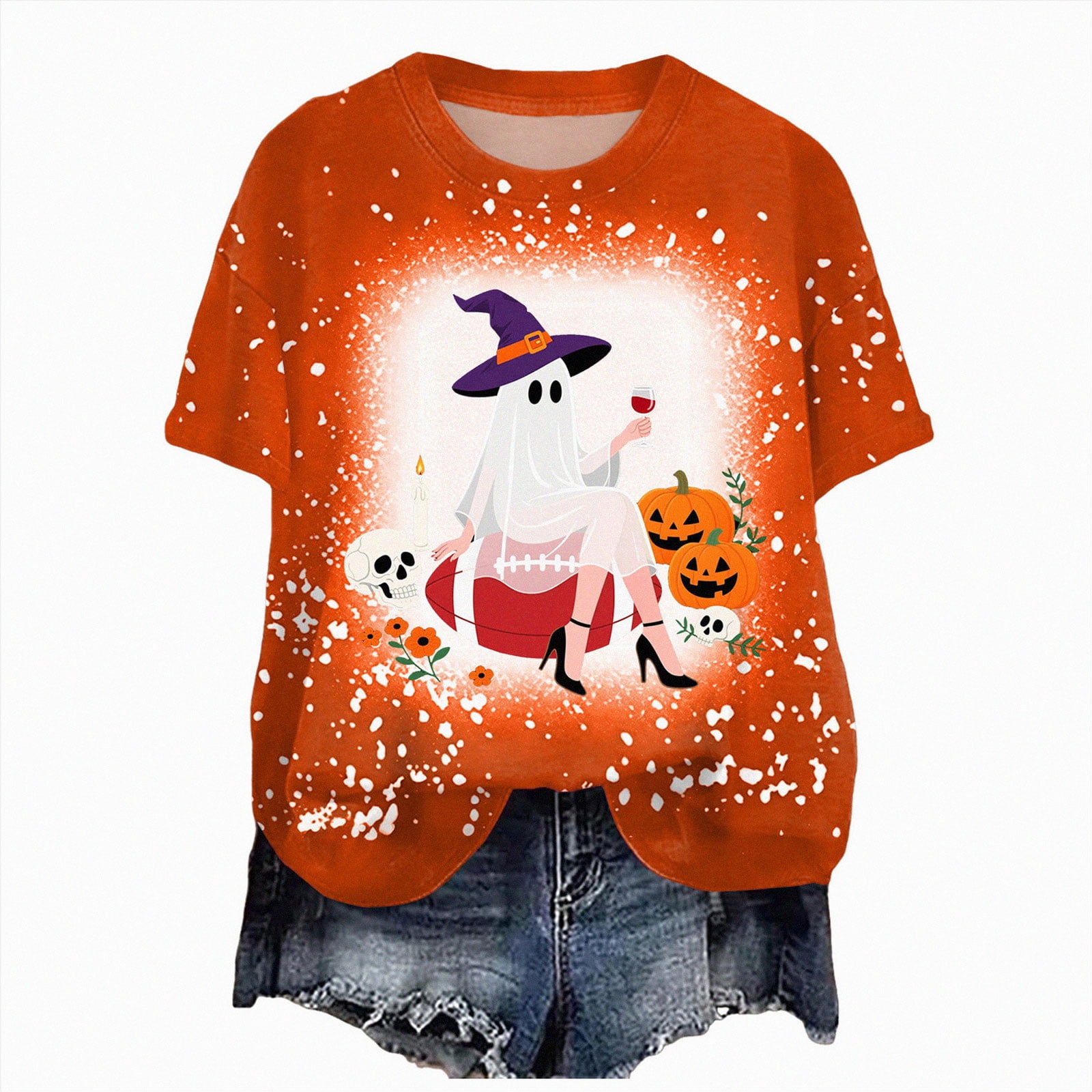 Leey-World Fall Shirts for Women Fall Halloween Doodles Shirt Funny ...