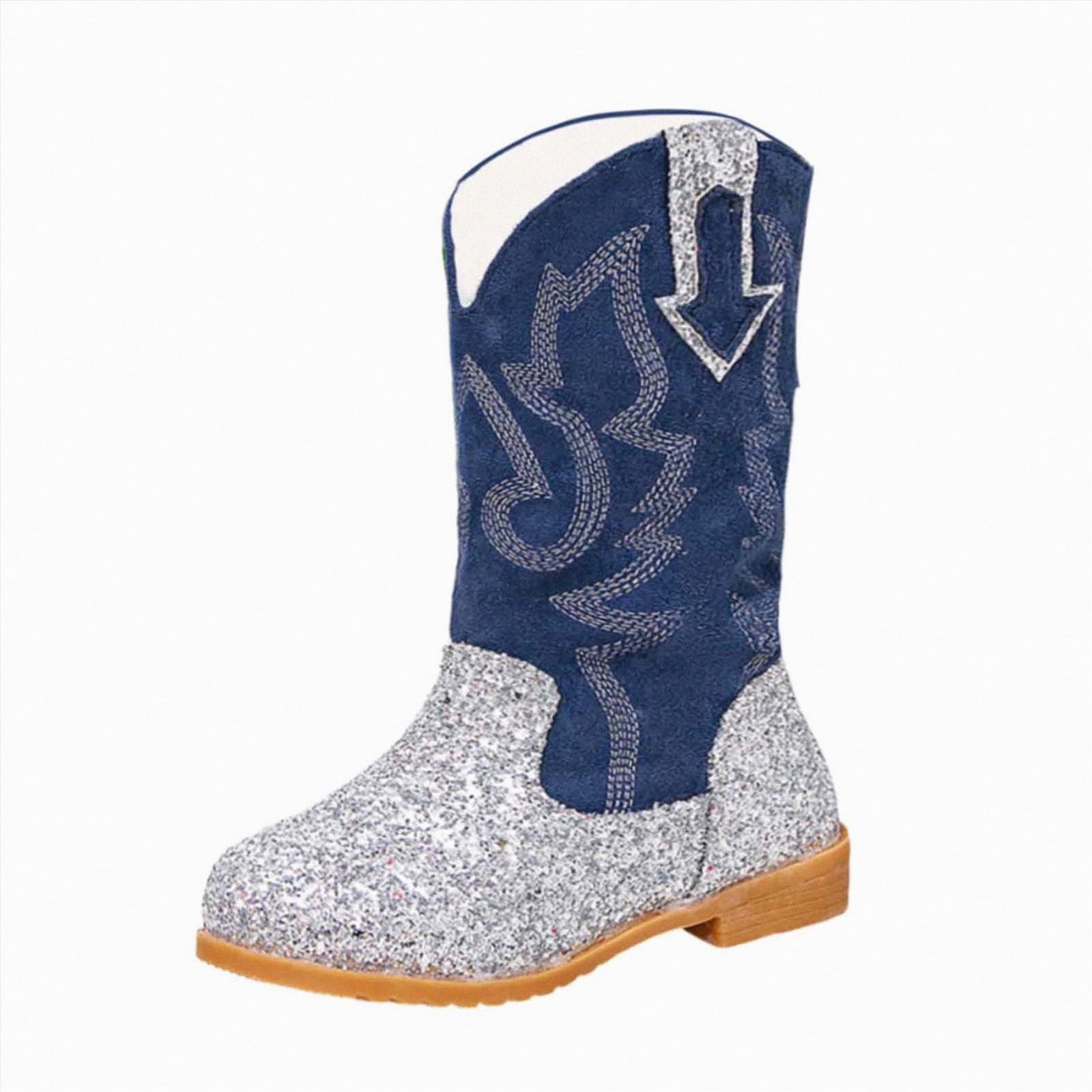 Leey-World Girls Cowboy Boots Girls Cowgirl Boots Mid Calf Glitter ...
