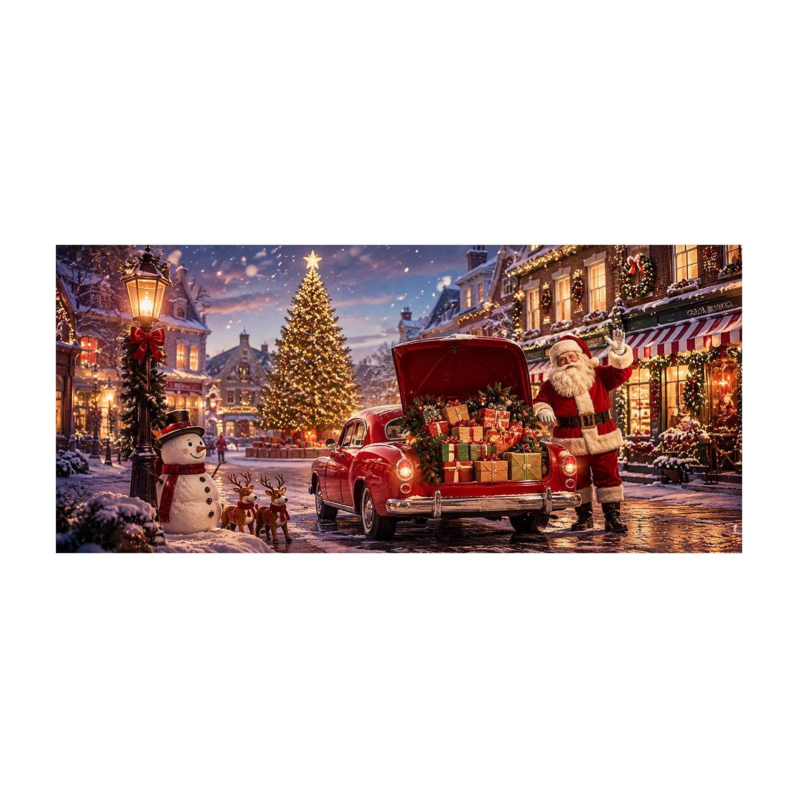 Leeye Christmas Garage Door Cover Decorations Banner Holiday Scene ...