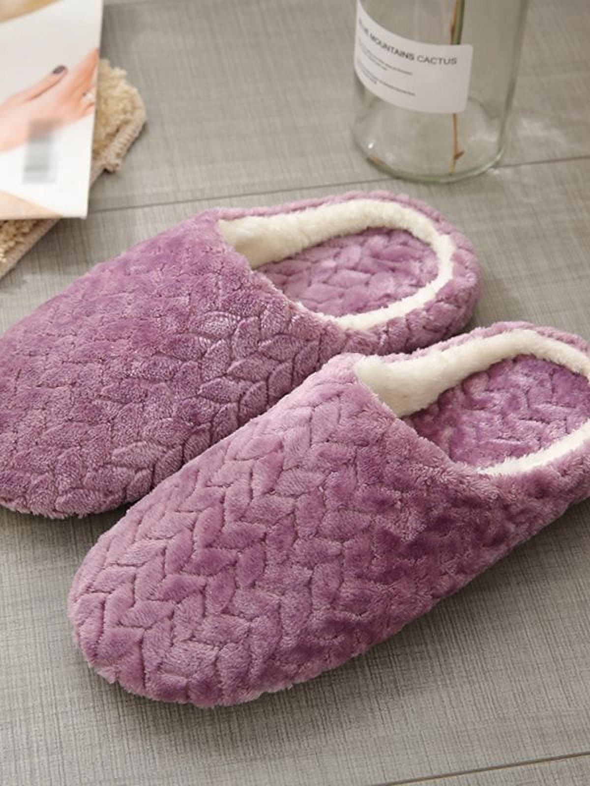 Leezo Men's Womens Cotton Plush Warm Slippers Home Indoor Winter Shoes ...