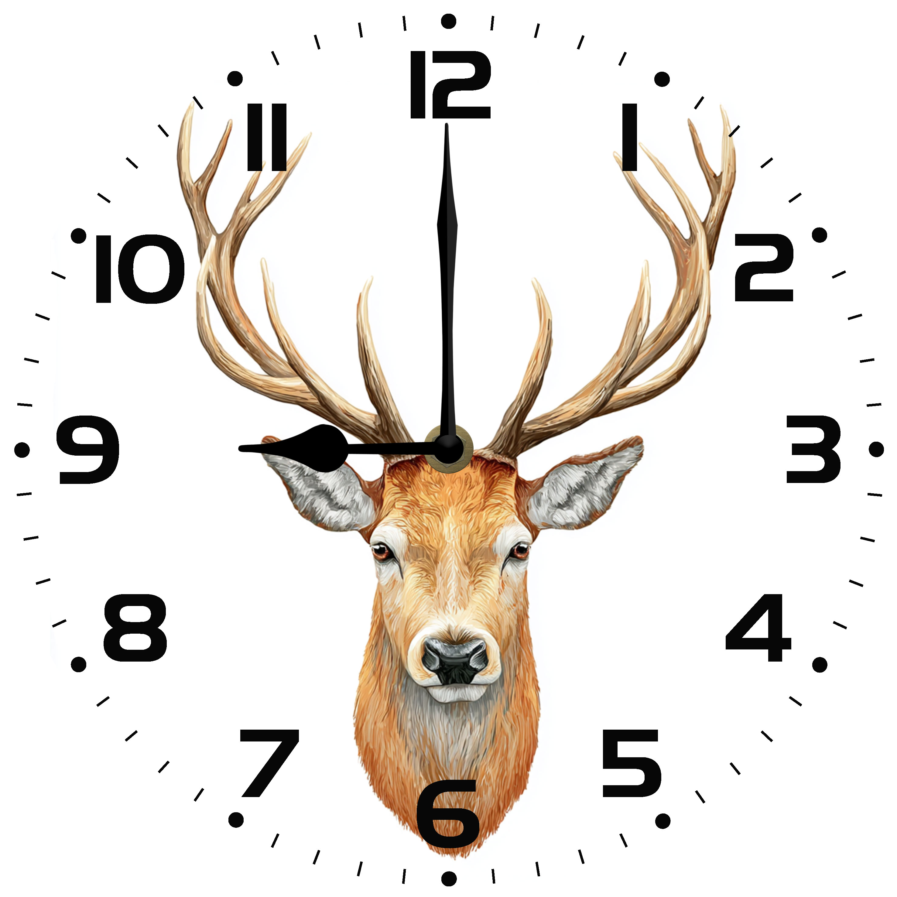 Lefangovs Elk Clock 10inch Wooden Round Bathroom Decor Silent Non-Tick ...