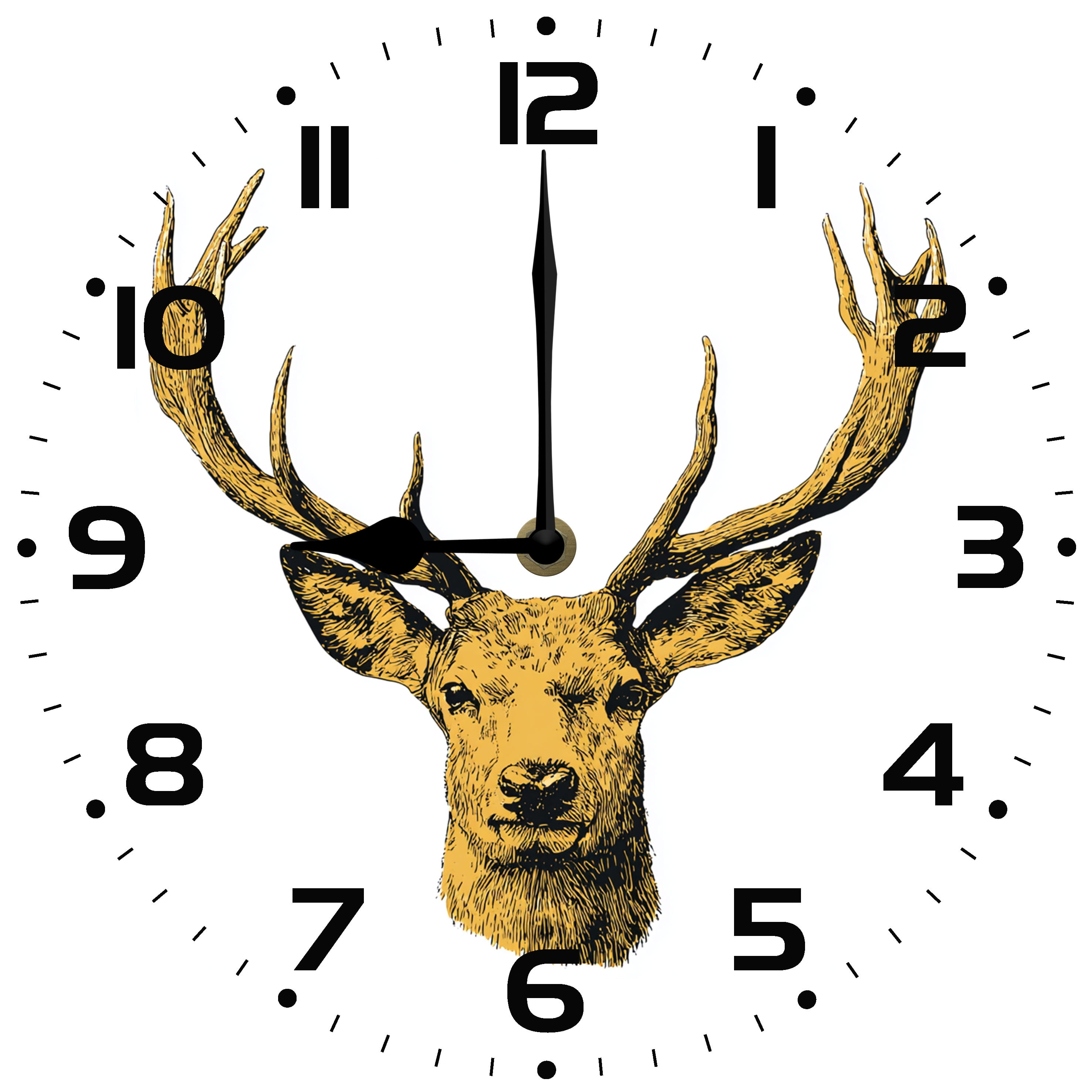 Lefangovs Elk Clock 10inch Wooden Round Bathroom Decor Silent Non-Tick ...