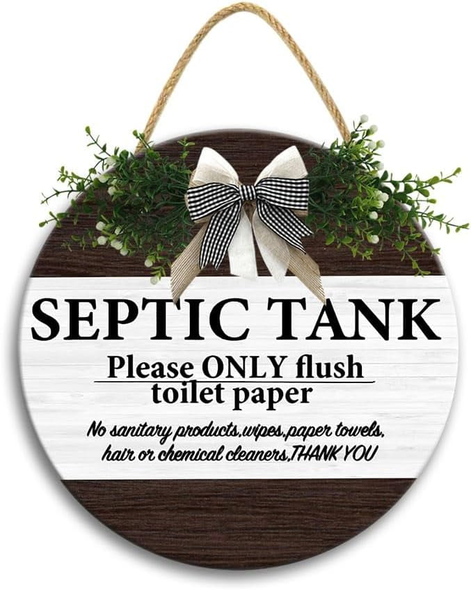 Lefangovs-Round Wooden Septic Tank Sign 12in Farmhouse Bathroom Wall ...