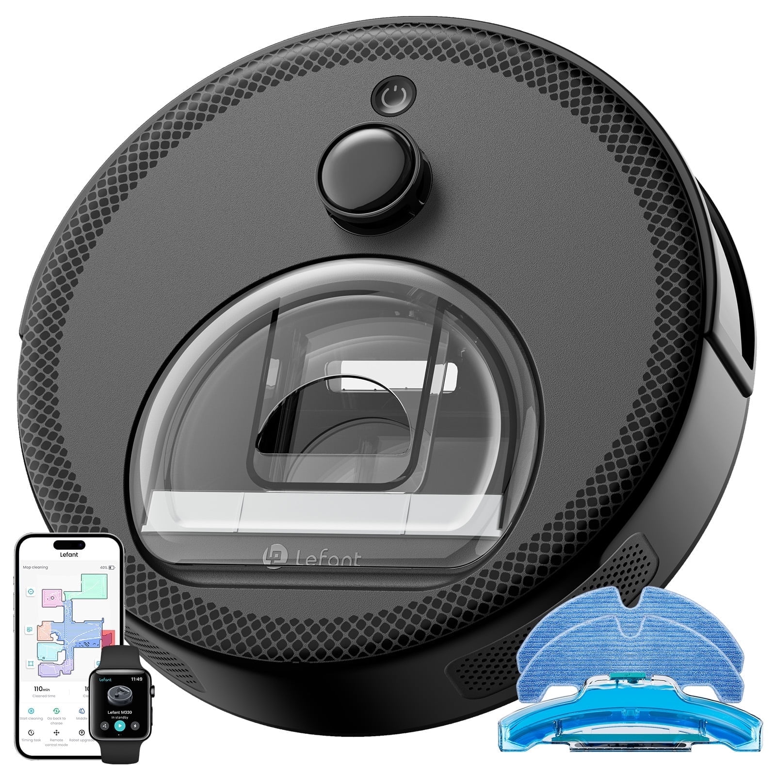 Lefant M330 Pro LiDAR Navigation Robot Vacuum and Mop, 450ml Visible ...