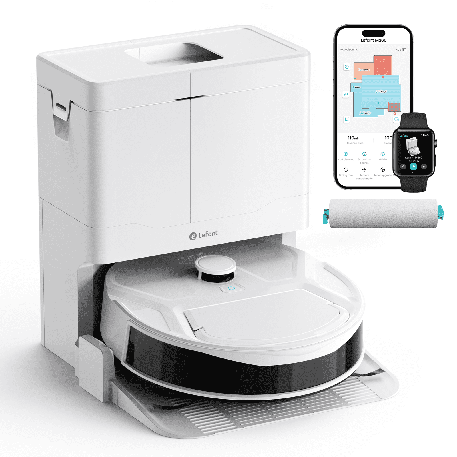 Lefant M265 Robot Vacuum and Mop Combo, 15000Pa Suction, Self-Cleaning ...