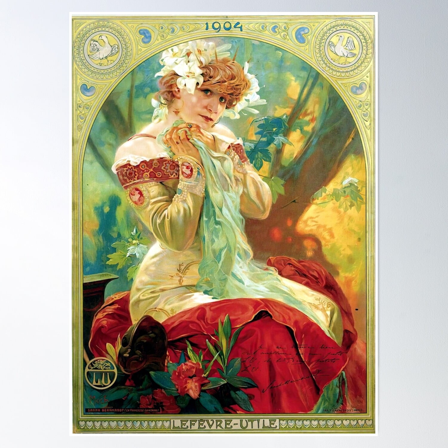 Lefevre-Utile Sarah Bernhardt Vintage Art Nouveau By Alphonse Mucha ...