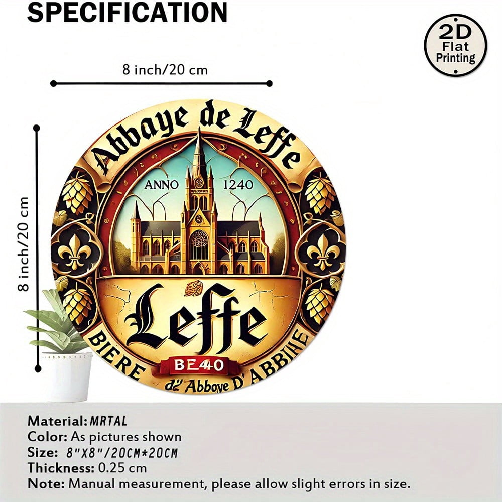 Leffe Beer Logo Tin Metal Signs Home Décor 8x8 Wall Vintage Round Leffe ...