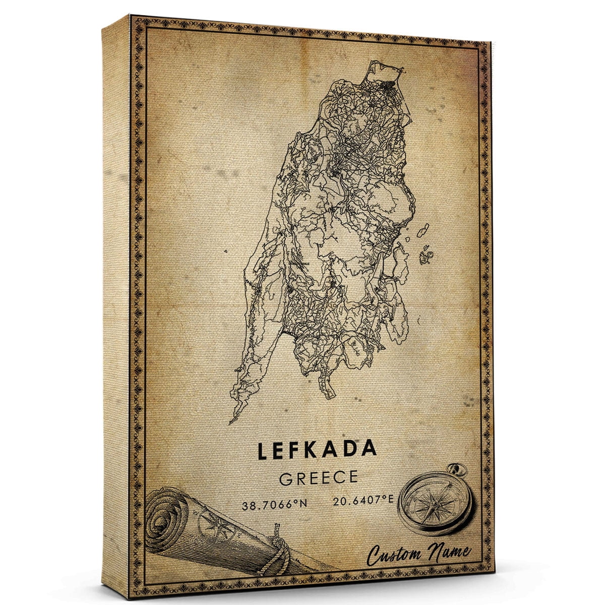 Lefkada Map Poster, Greece Map Art Poster, Canvas, Lefkada Map City ...