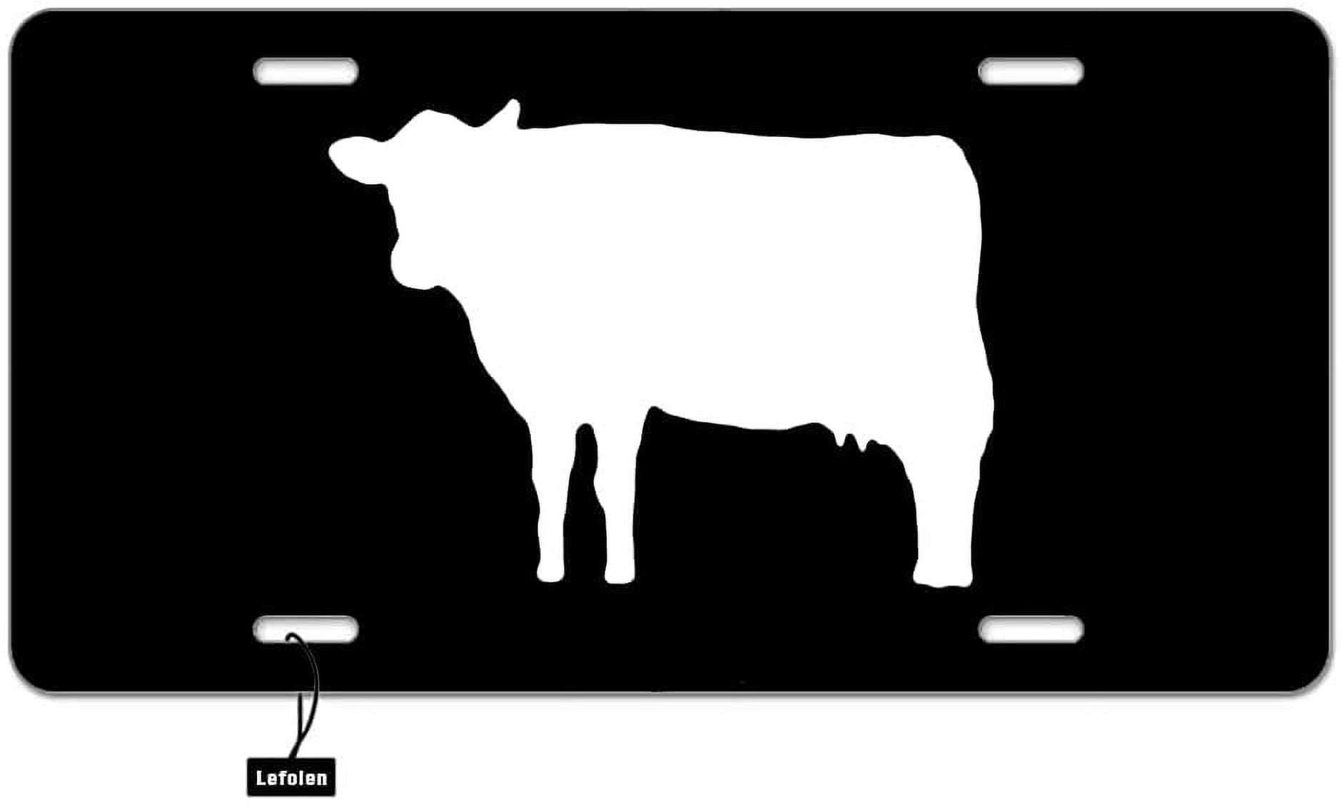 Lefolen White Cow On Black Front License Plate Covers Animal Milk ...