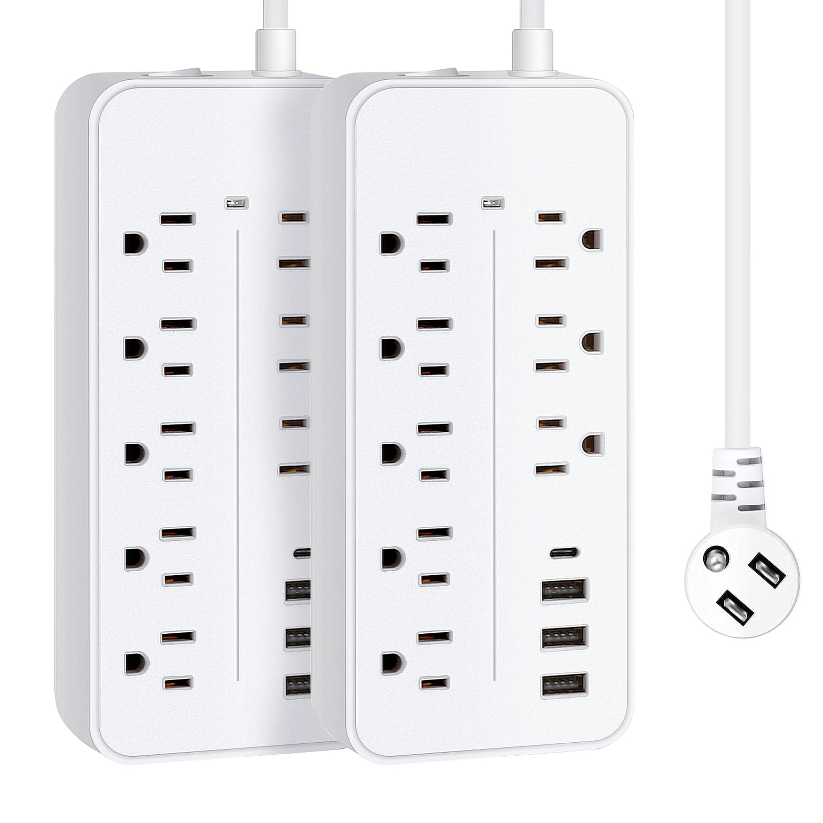 Lefree Power Strip Extension Cord Multi Outlet Surge Protector, White ...