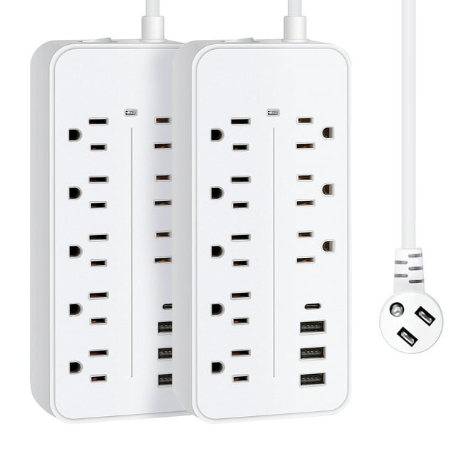 Lefree Power Strip Extension Cord Multi Outlet Surge Protector, White ...