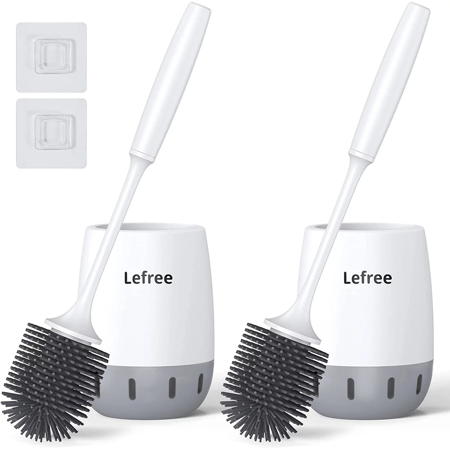 Lefree Toilet Brush and Caddy Set 2 Pack Silicone Wall Mount or Floor ...