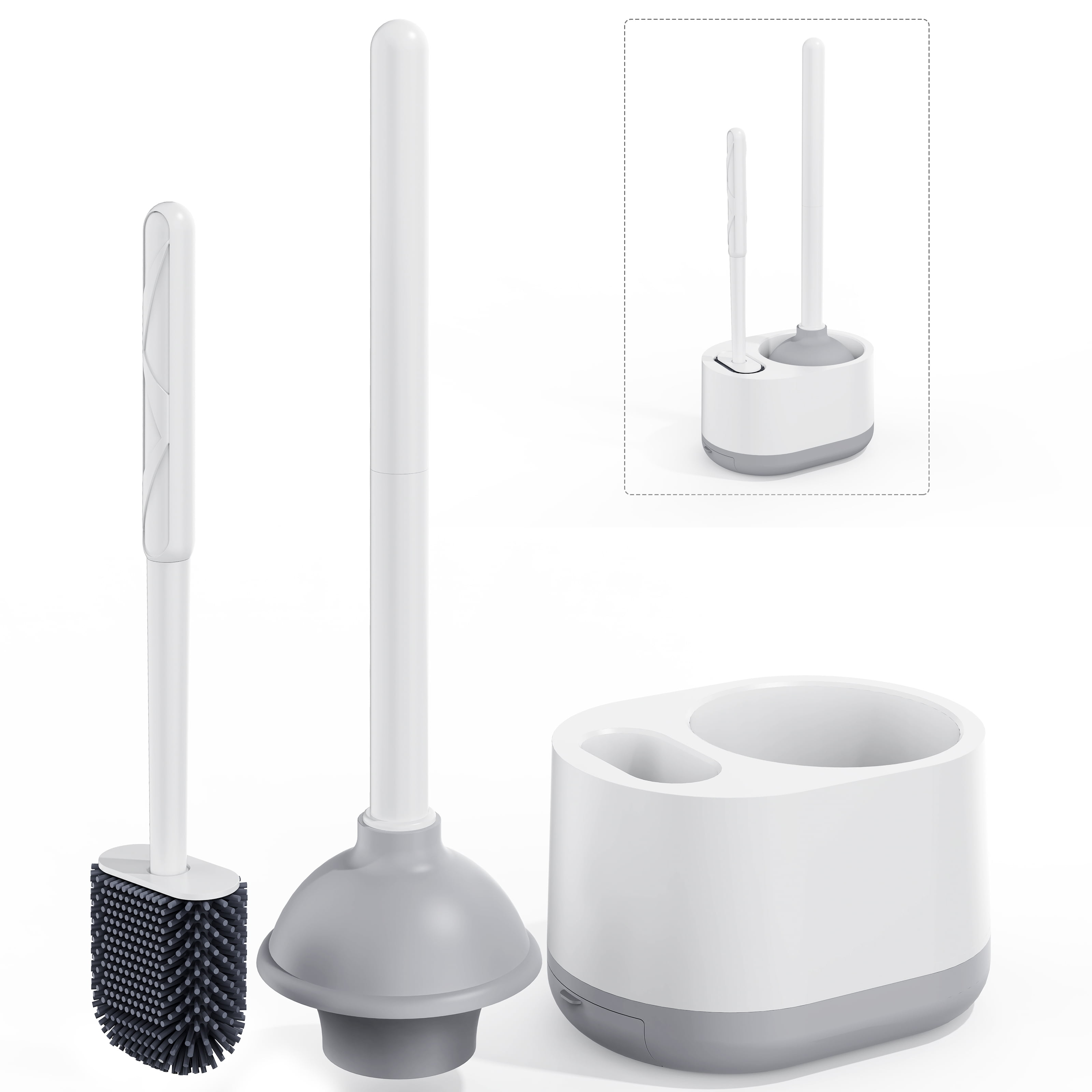 Lefree Commercial Decorative Toilet Plunger, Brush Combo Set with ...