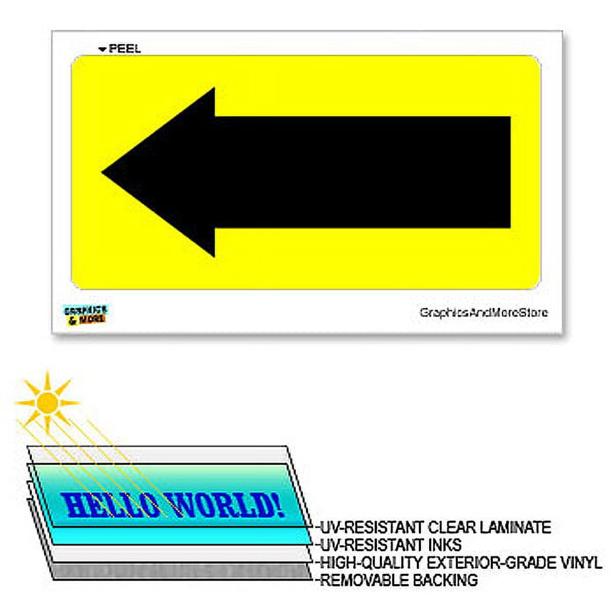 Left Arrow Yellow Black - 12 in x 6 in - Laminated Sign Business ...