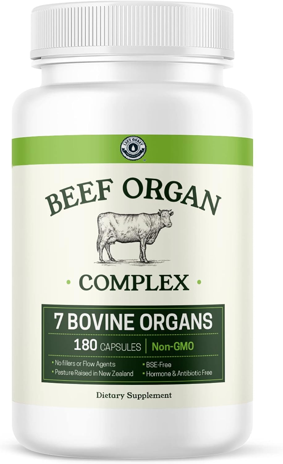 Left Coast Performance Grass fed Beef Organs Supplement Complex | 7 ...