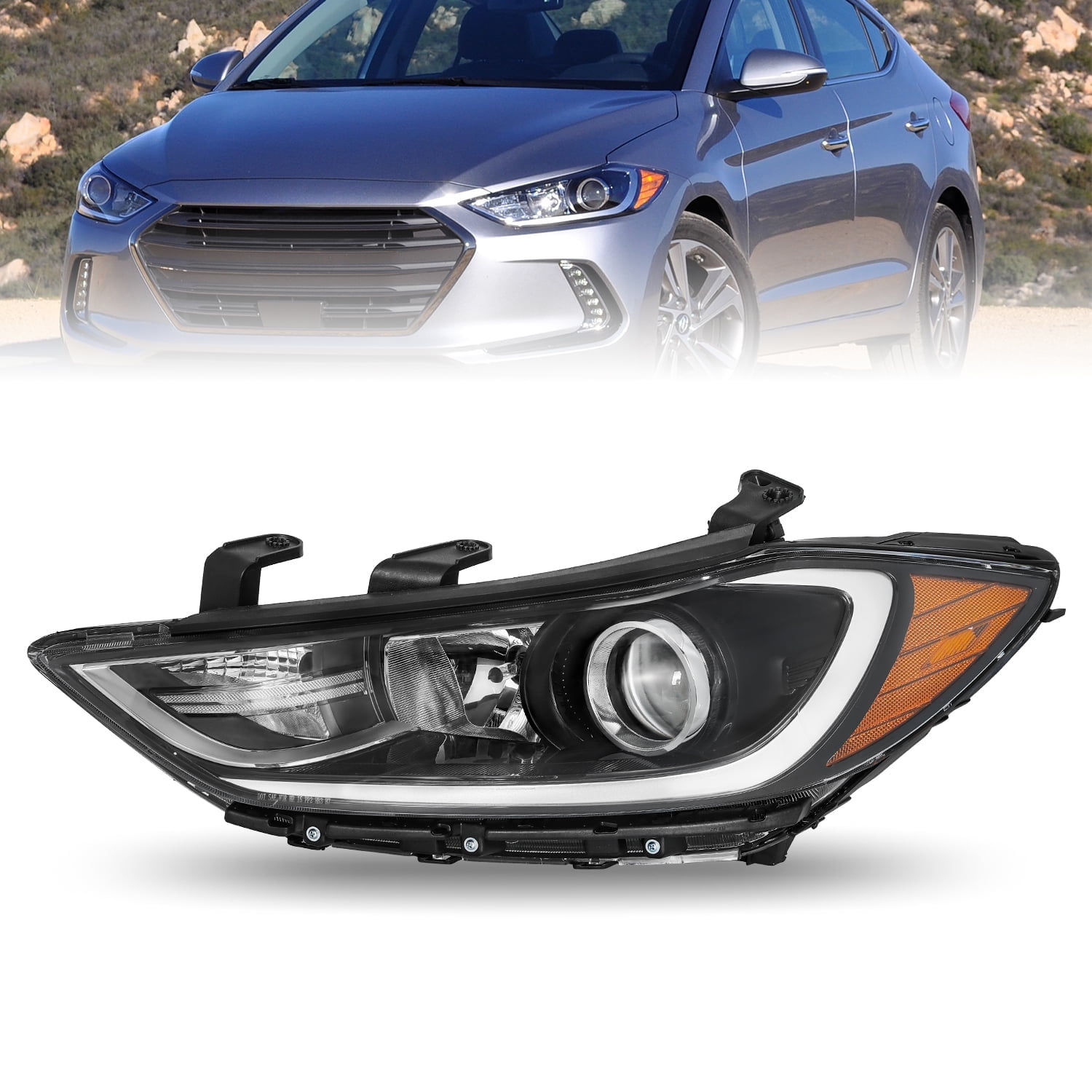 Left Driver Side Fit 2017 2018 Hyundai Elantra Sedan Headlight Headlamp ...