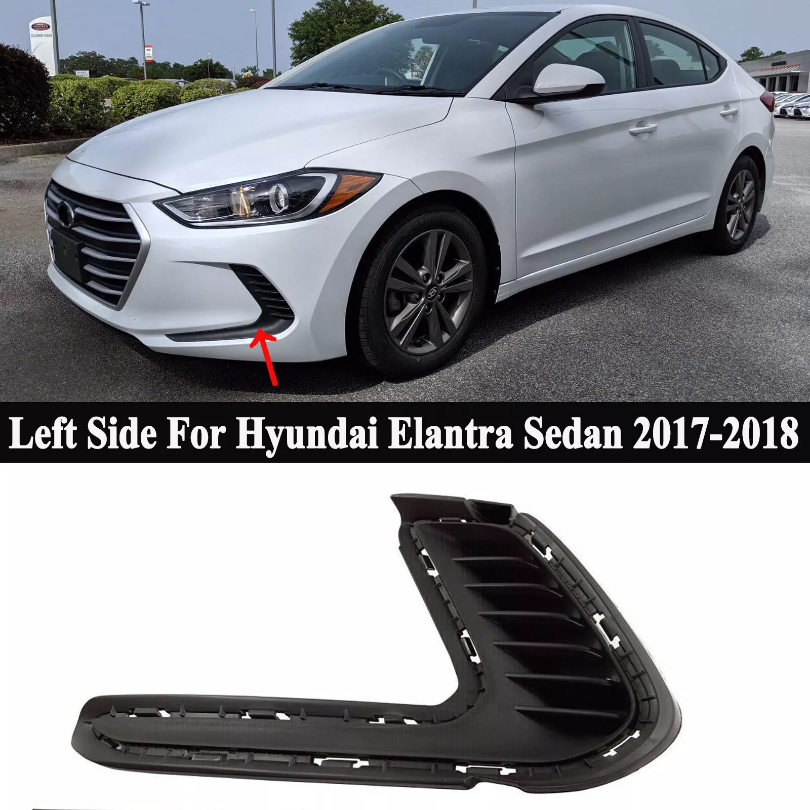 Left Driver Side Fog Light Hole Cover For Hyundai Elantra 2017-2018 ...