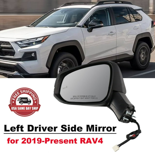 2019-2024 Toyota Rav4 Left Driver Side Power Heated Lamp Mirror, Black ...