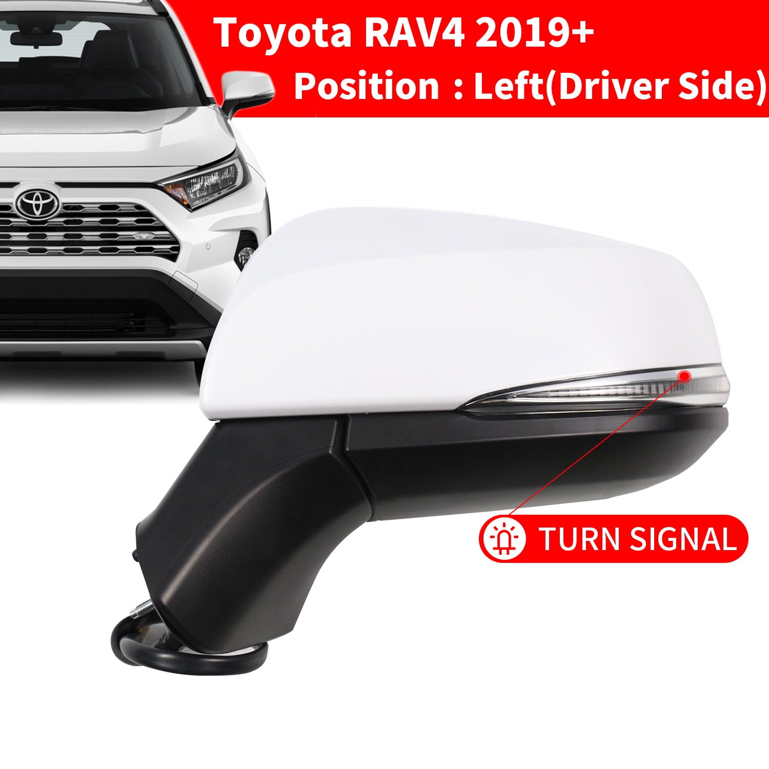 Left Driver Side Mirror for 2019-2024 Toyota Rav4 Power Heated Lamp BSM ...
