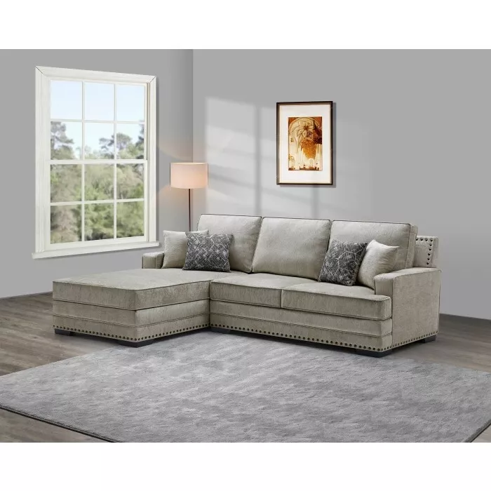 Left Facing Sectional Sofa Lounger with Pillows, Living Room L-Shaped ...