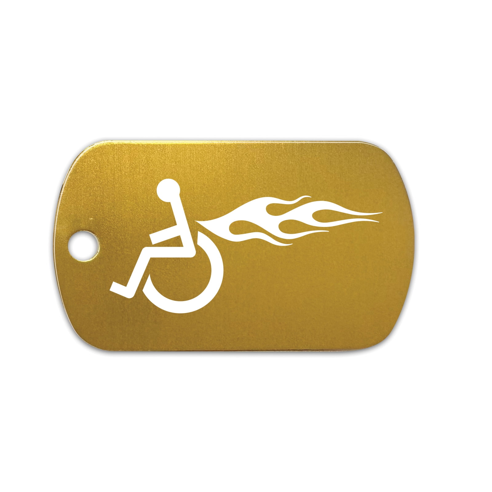 Left Facing Wheelchair With Flames GI Dog Tag Aluminum Keychain ...