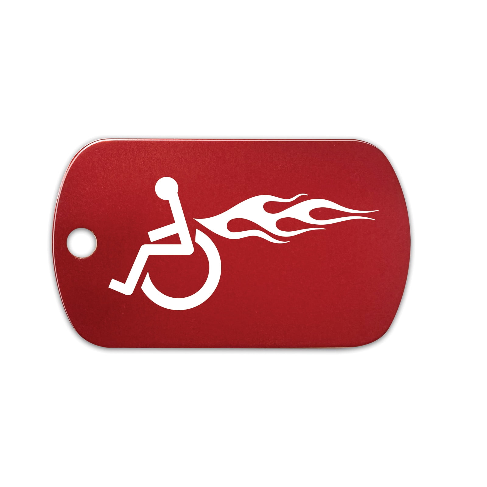 Left Facing Wheelchair With Flames GI Dog Tag Aluminum Keychain ...