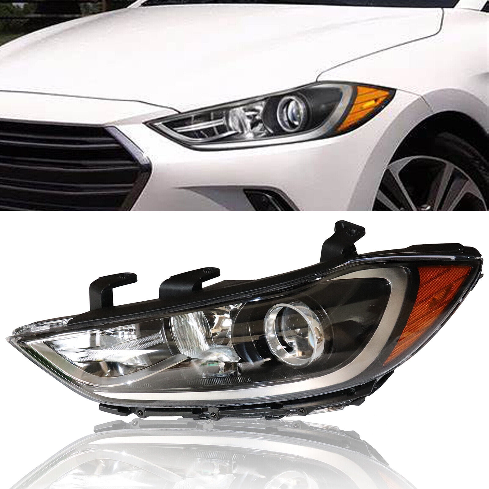 Left Halogen Front Headlight Assembly For 2017 2018 Hyundai Elantra SE ...
