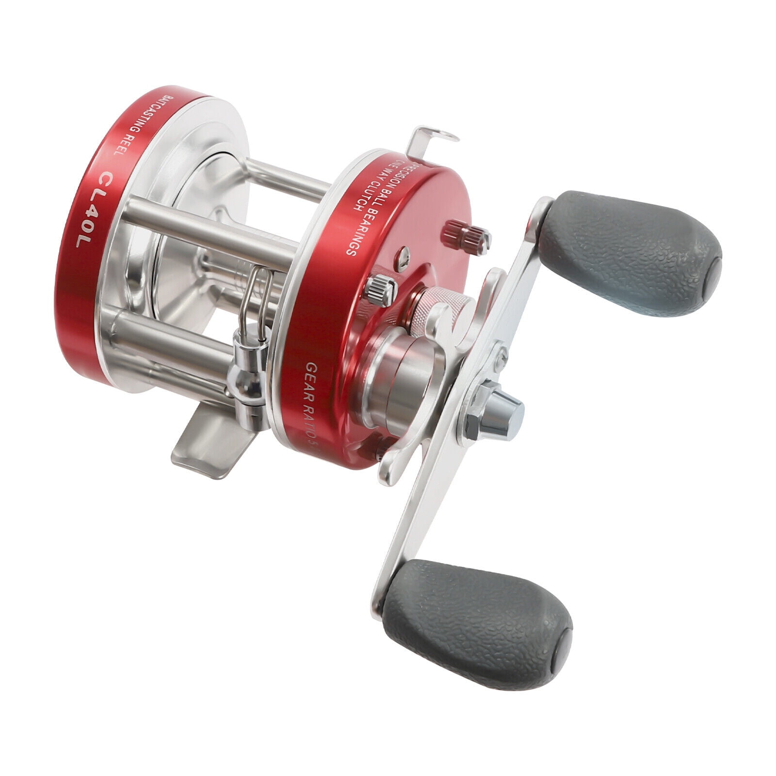 Left-Hand #40 Red Round Baitcasting Reel,2BB+1RB, 30lbs Resistance,5.2 ...