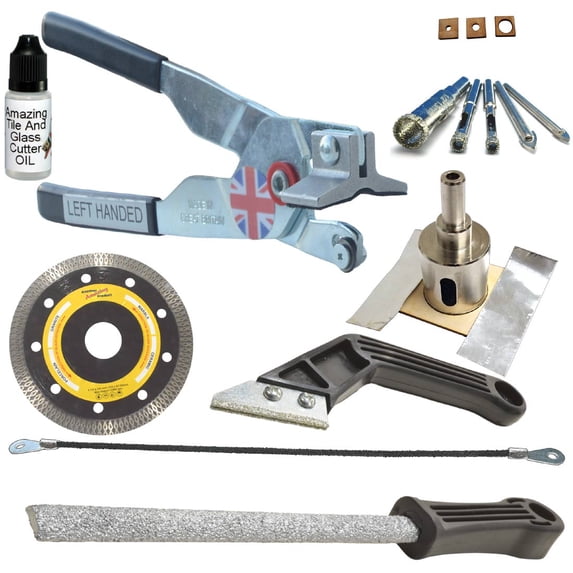 Left Handed Ceramic Tile Tool Kit 4 Porcelain Tile Drill Bits Hole Saw ...